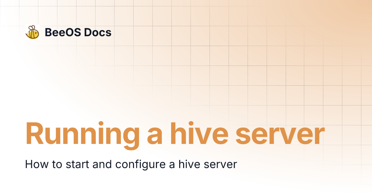 Running a hive server | BeeOS Docs